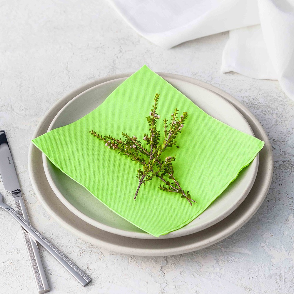 Lisah Quilted Paper Dinner Napkin Green Apple 1/4 Fold 380x380mm ...