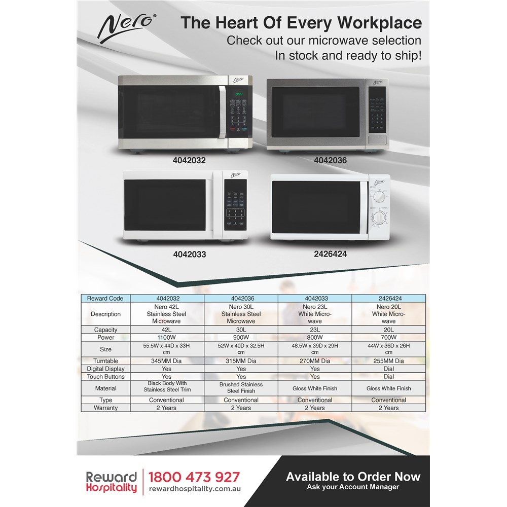 Nero Microwave Oven Stainless Steel 42L - 4042032 | Reward Hospitality