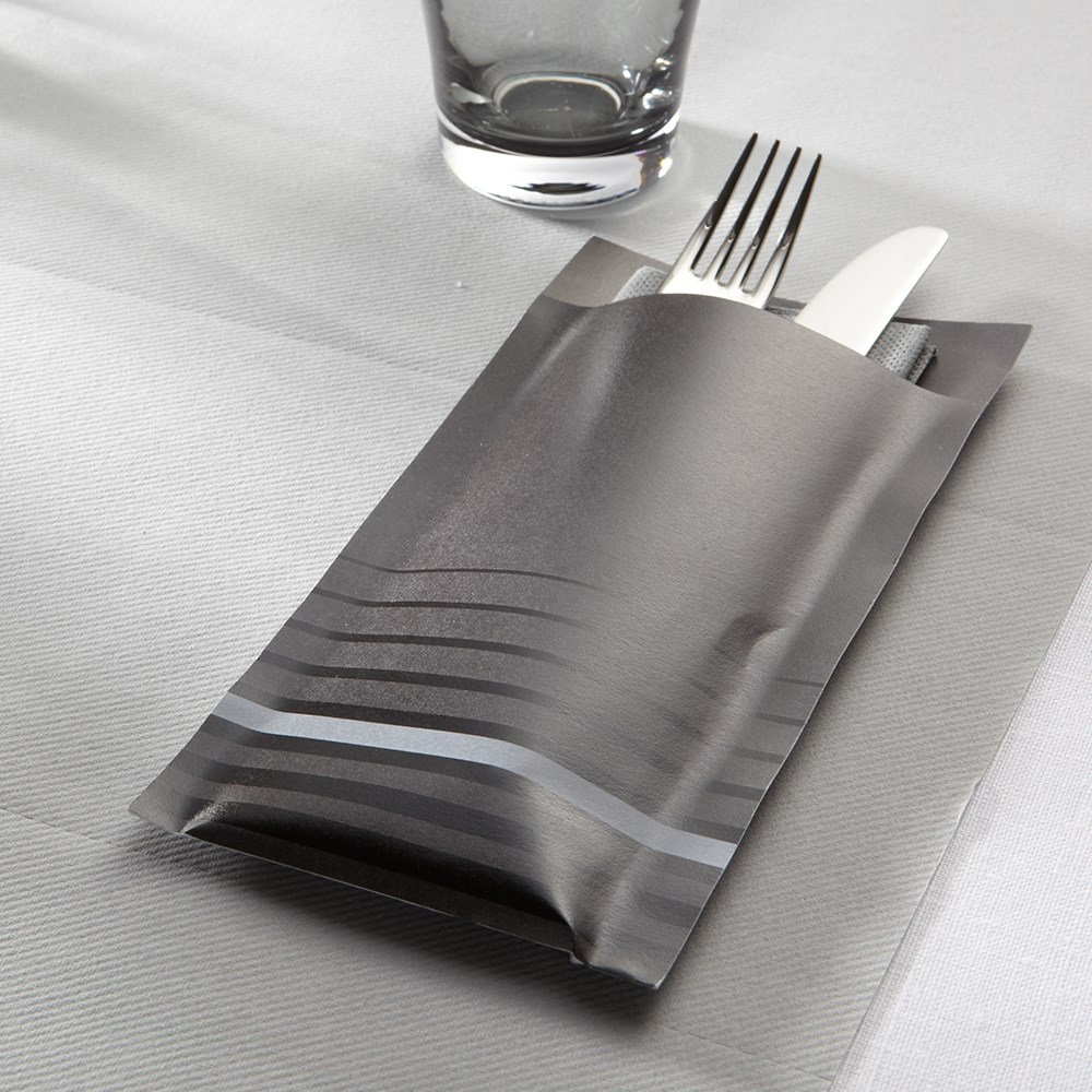 Isi Paper Cutlery Pouch Grey/ Grey200x100mm - 5670112 | Reward Hospitality