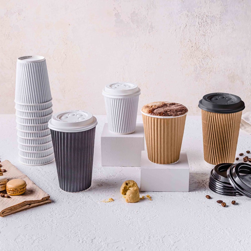 Vee Insulated Coffee Cup Button Lid Black Suits 355/473ml Essentials ...