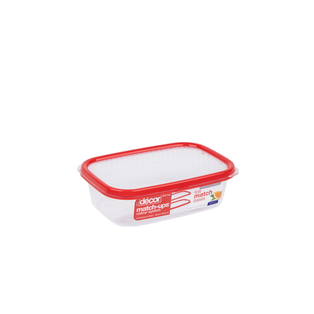 Match-Ups Basics Oblong Container Red 600ml - 2663178 | Reward Hospitality