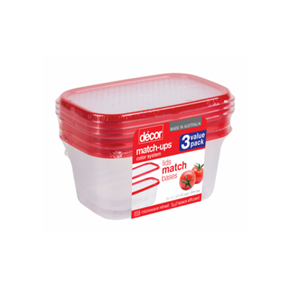 Match-Ups Basics Rectangle Container Red 1L Decor | Reward Hospitality