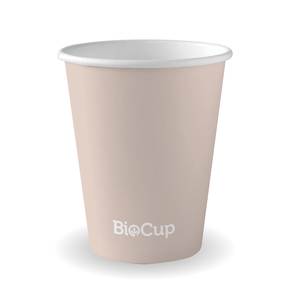 BioCup Aqueous Single Wall Cup Stone 8oz 280ml BioPak | Reward Hospitality
