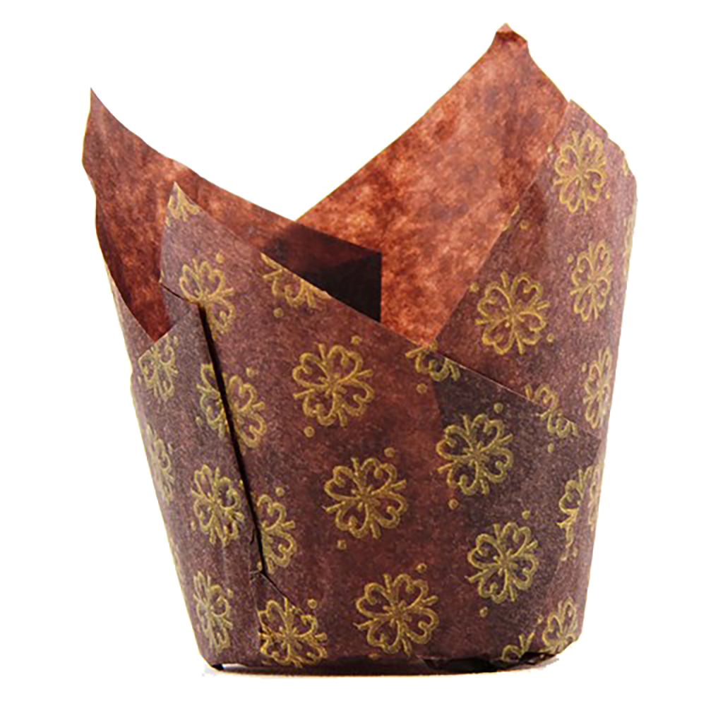 Tulip Muffin Wrap Brown & Gold 90/50x30mm | Reward Hospitality