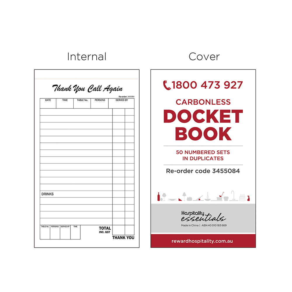 Carbonless Docket Book Duplicate Sheet 100x170mm Essentials Collection ...