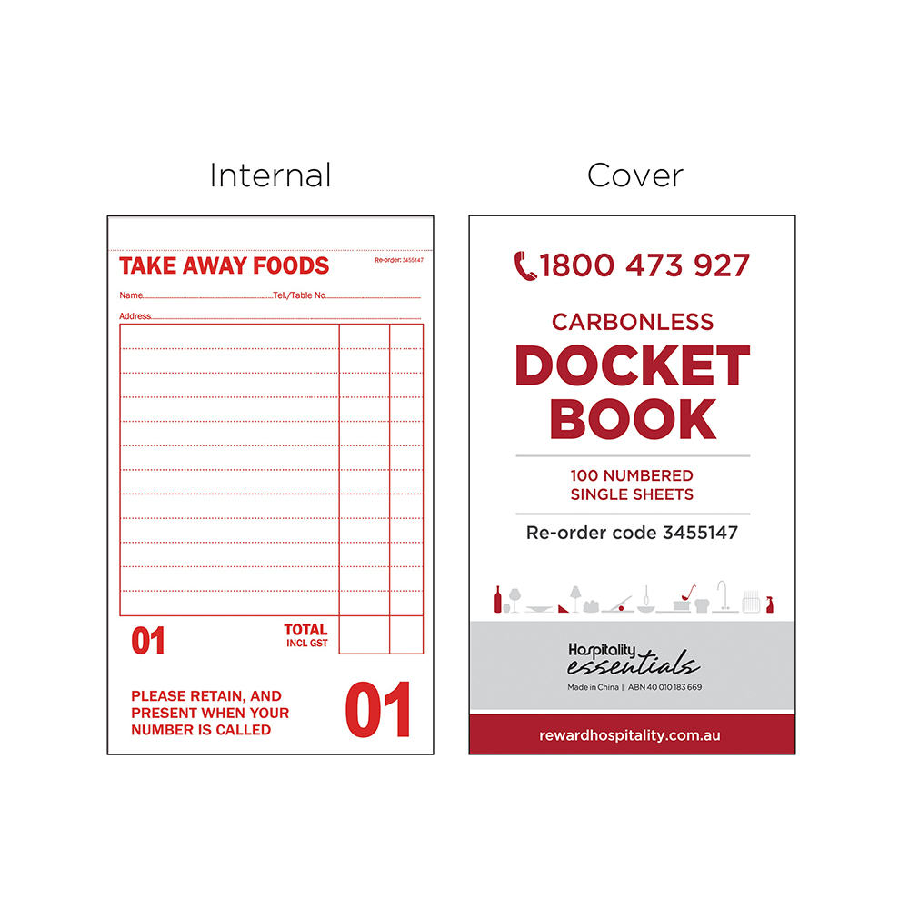 Takeaway Docket Book Single Sheet 100x160mm Essentials Collection ...