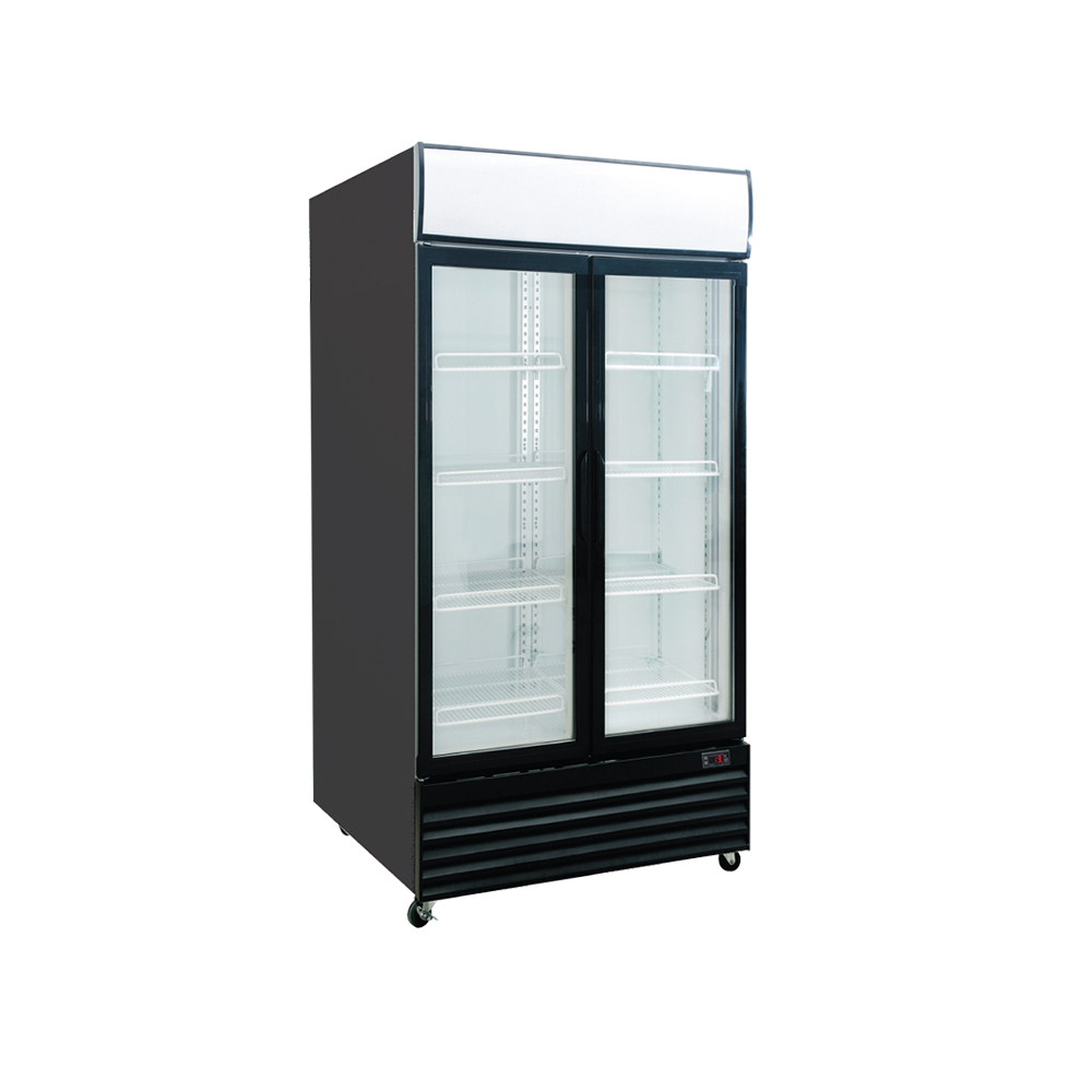 2 Glass Door Display Fridge DC1000P Black | Reward Hospitality