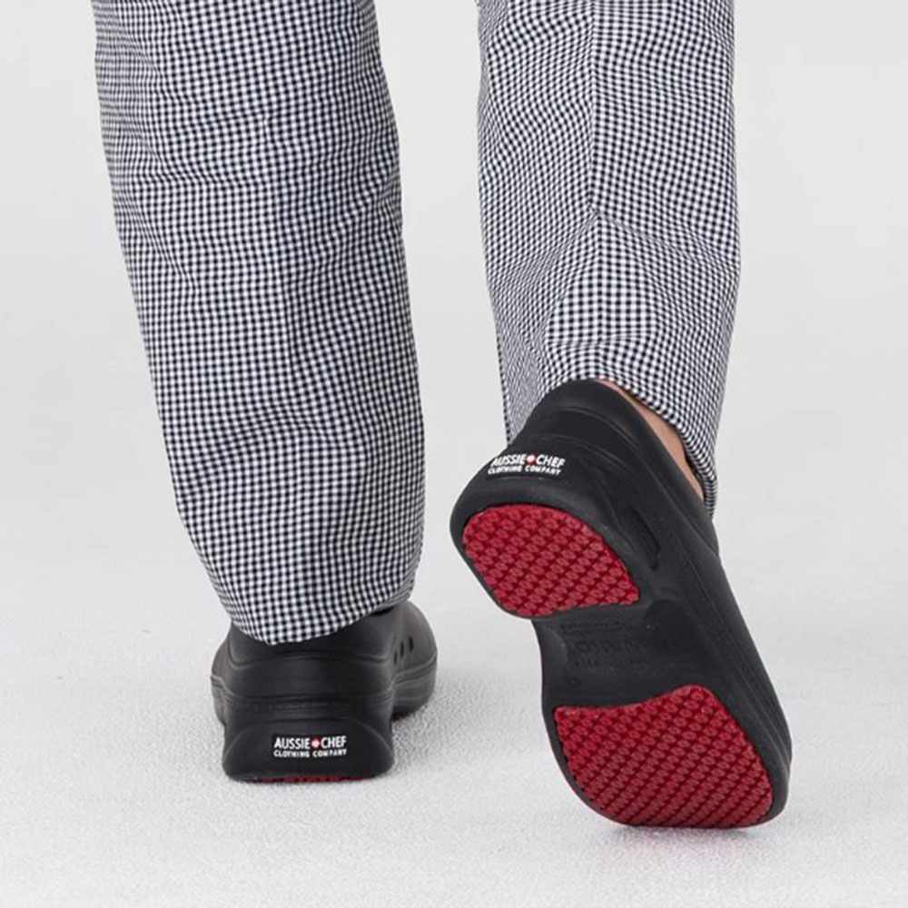 Chef Traditional Clogs Black With Red Sole | Reward Hospitality
