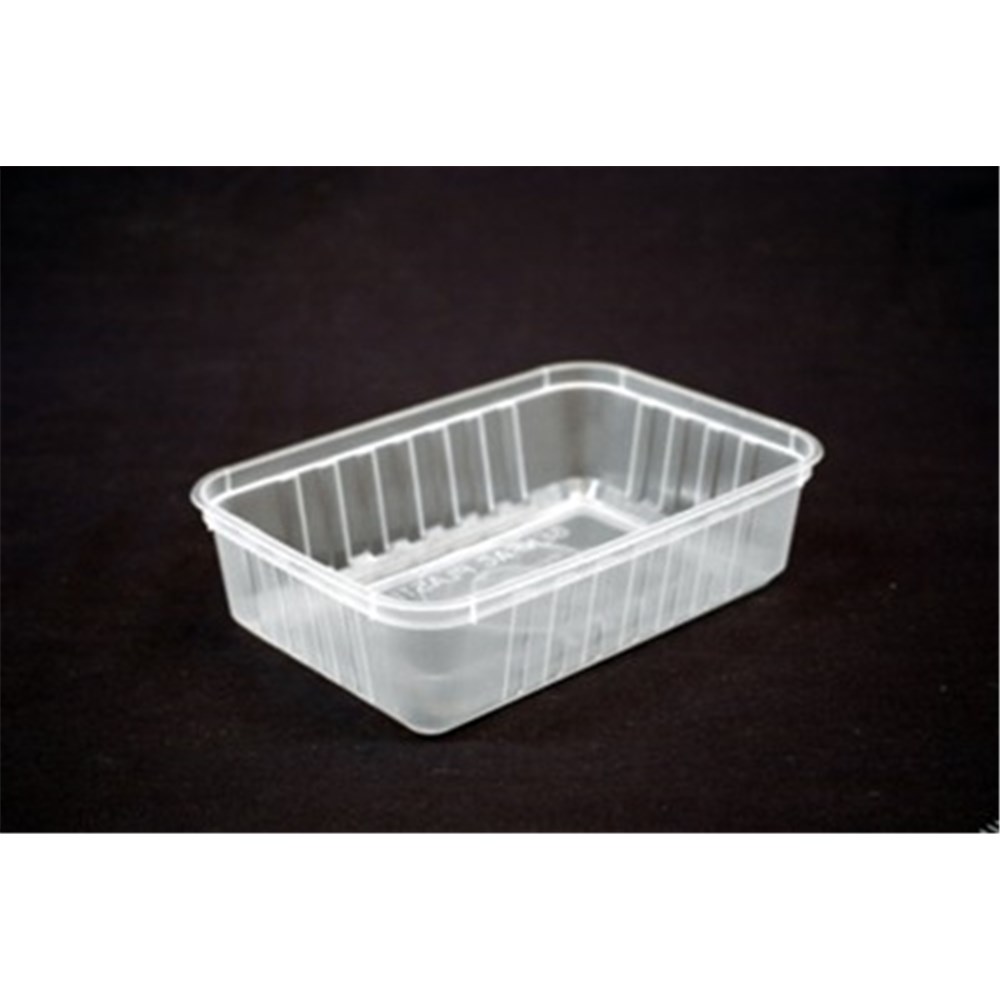 RECTANGLE CONTAINER 680ML NAT PLASTIC RIBBED 50/PKT (10) - 3420084 ...