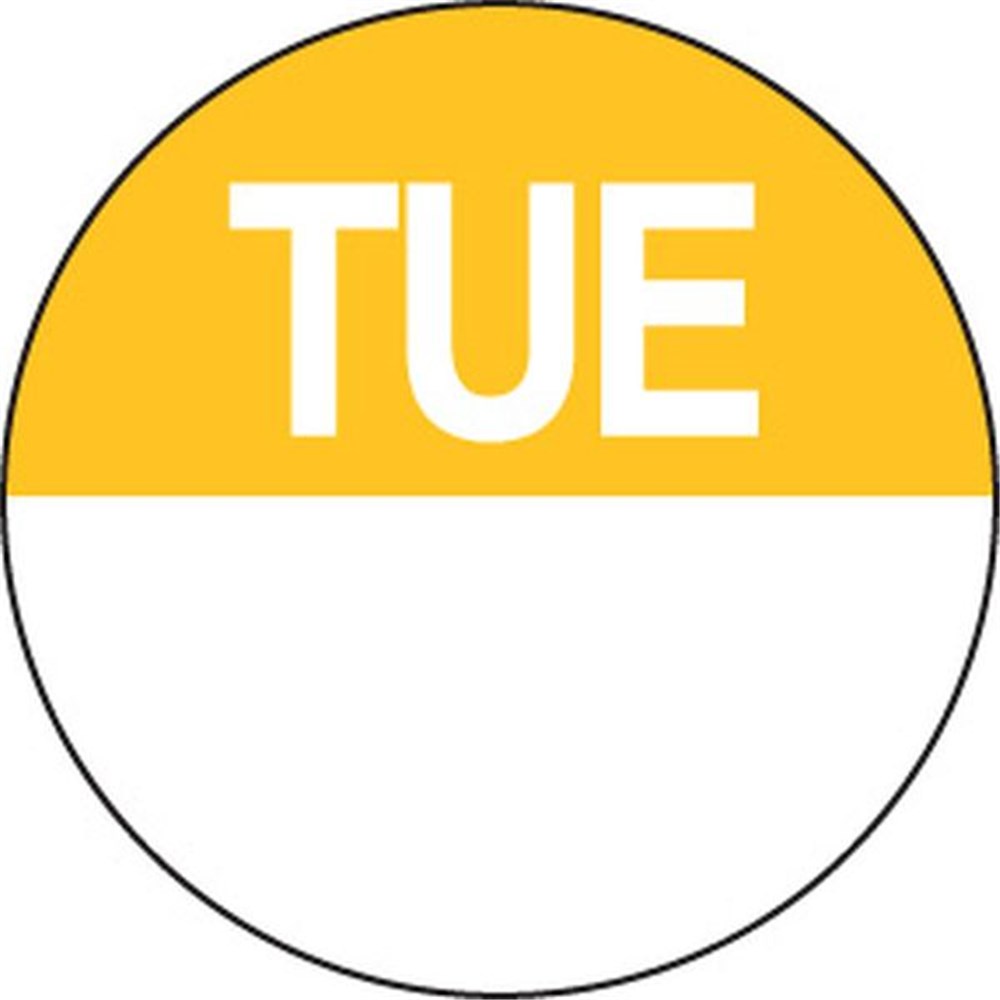 LABEL DAY OF WEEK TUESDAY 24MM CIRCLE DISSOLVABLE 1000/R - 3444143 ...